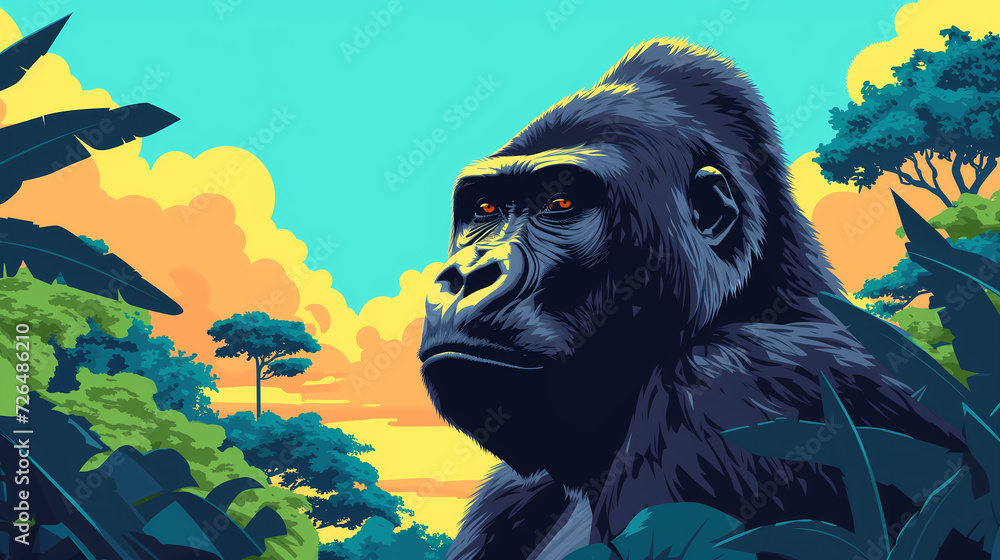 Majestic Gorilla Contemplating in Tropical Rainforest - Wildlife ...