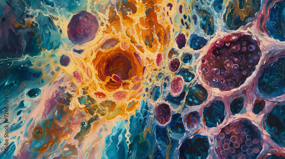 Exploring the Cellular Universe Mesmerizing Background Revealing the Intricacy of Body Cells at ...