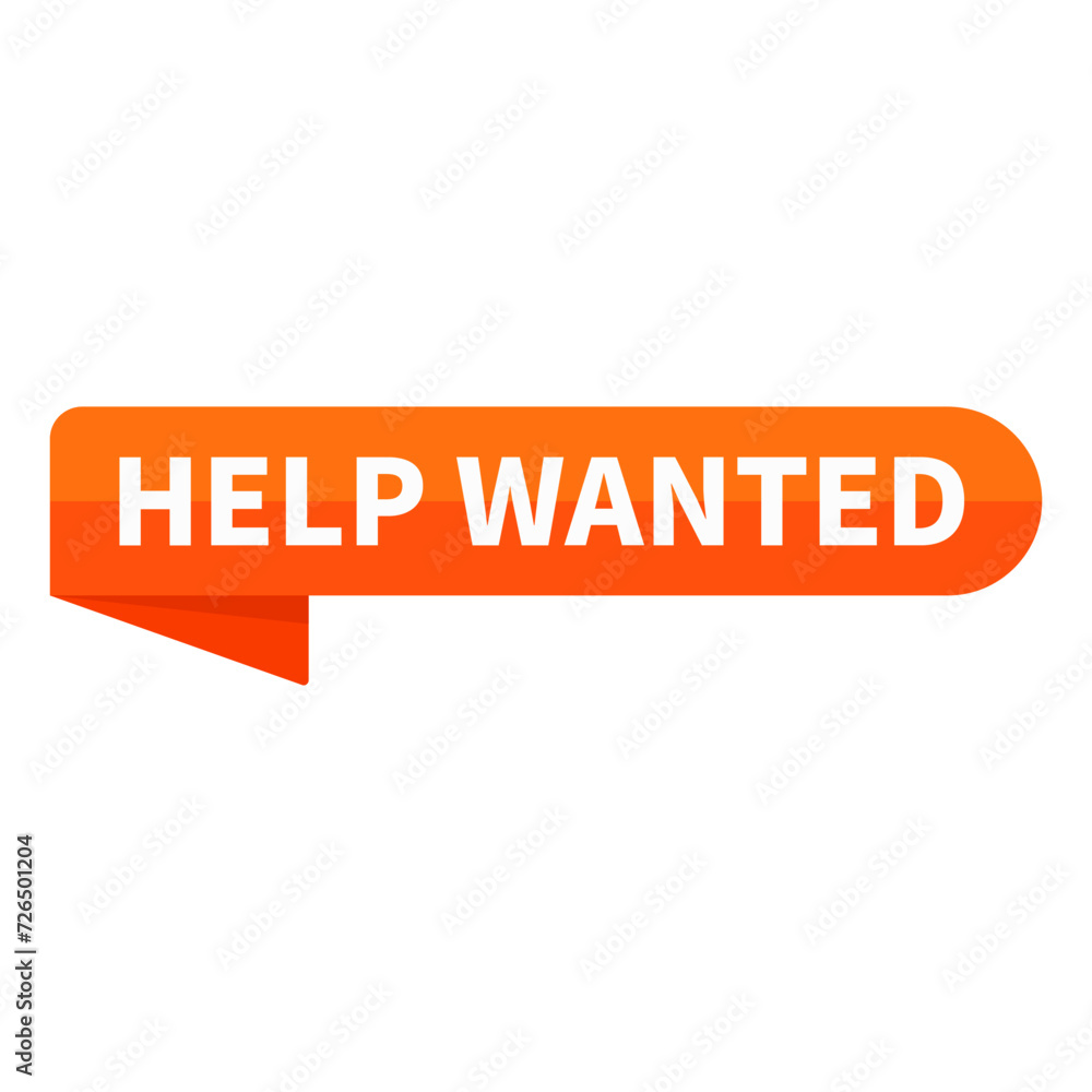 Help Wanted Text In Orange Ribbon Rectangle Shape For Information ...