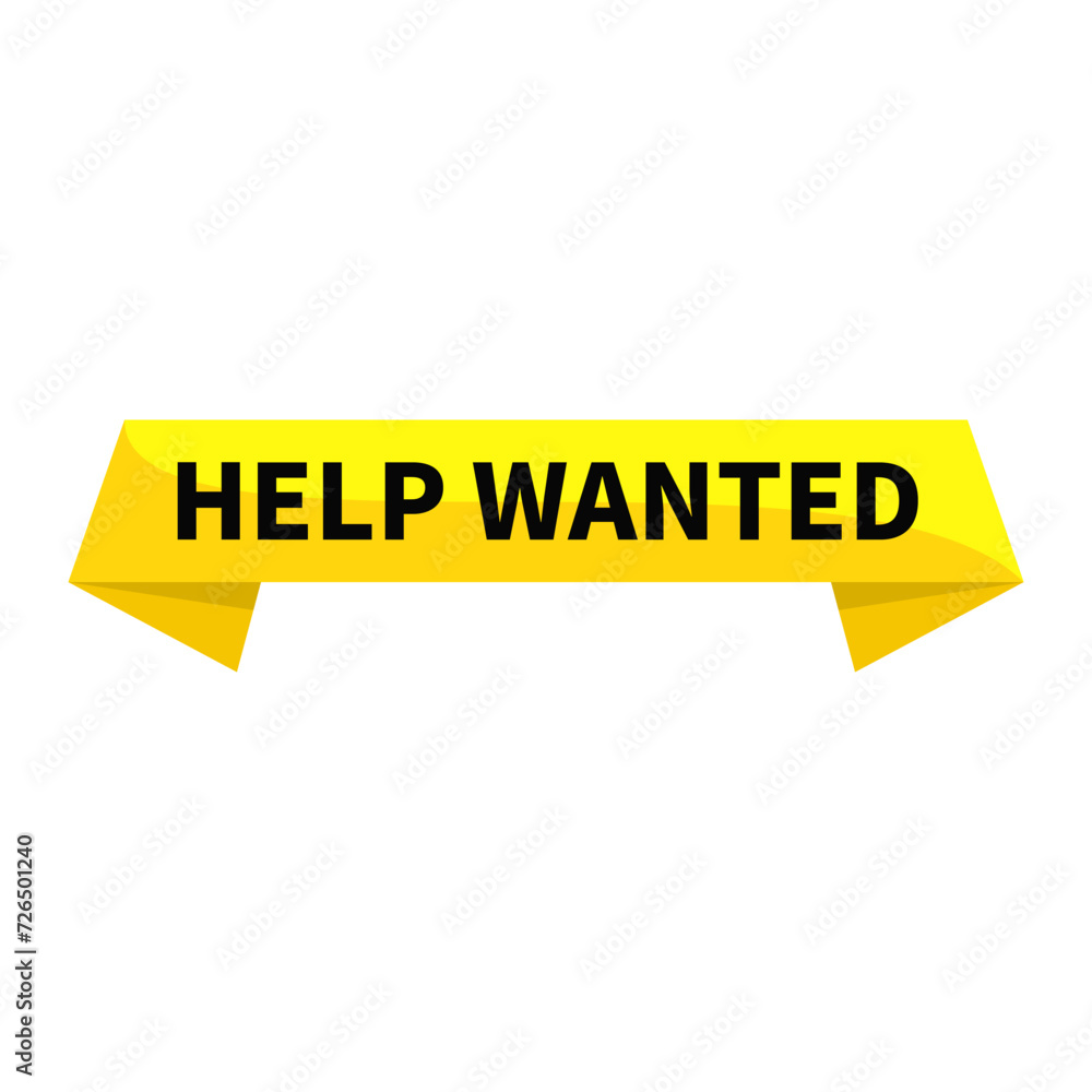 Help Wanted Text In Yellow Rectangle Ribbon Shape For Information ...