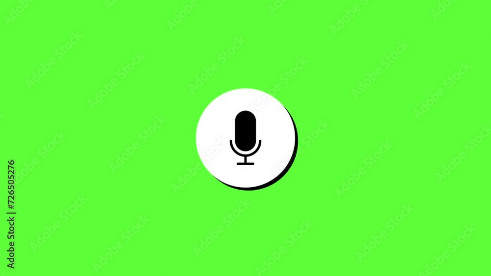 4K motion graphics animation of microphone button on chroma key green ...