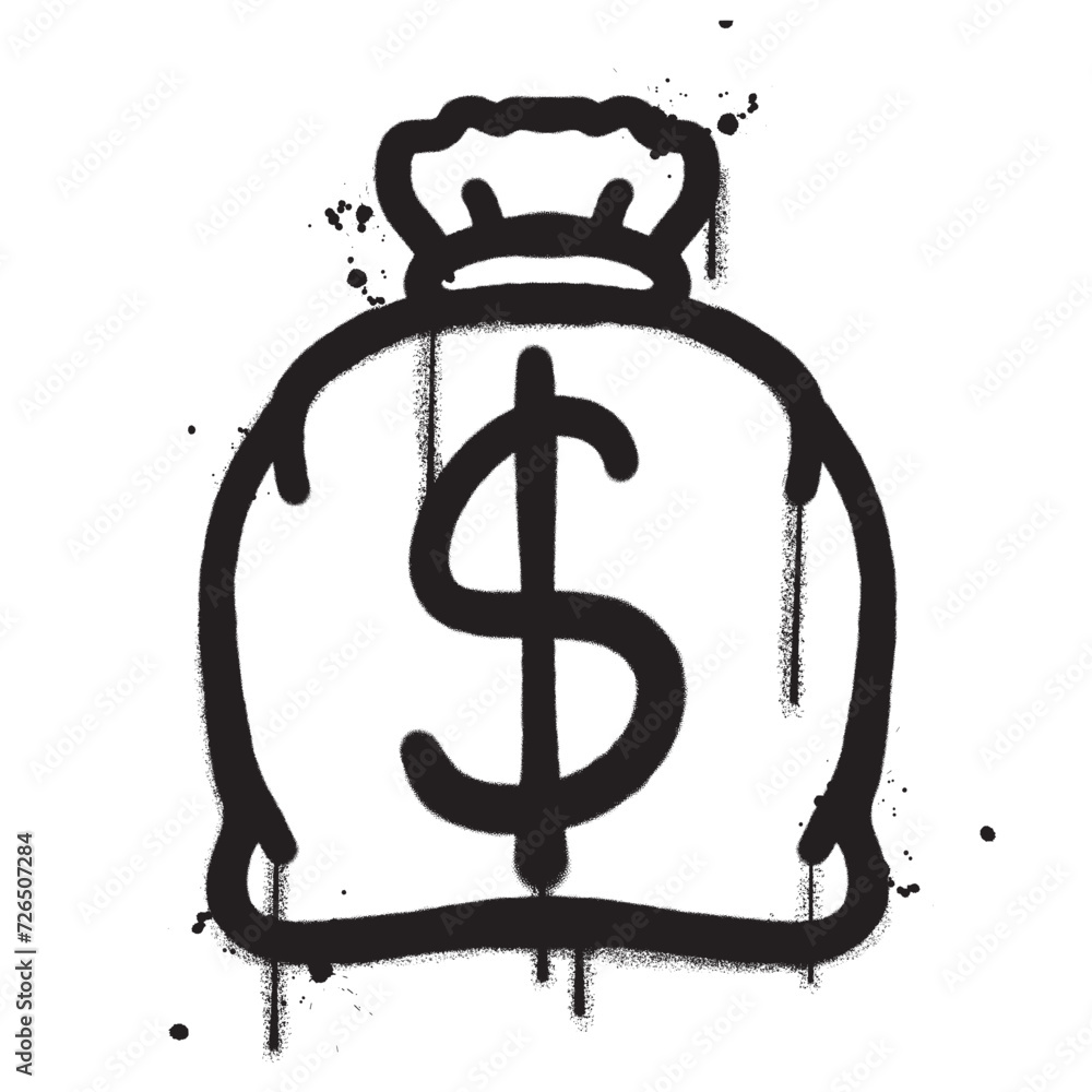 Vector graffiti spray paint money bag isolated vector illustration ...