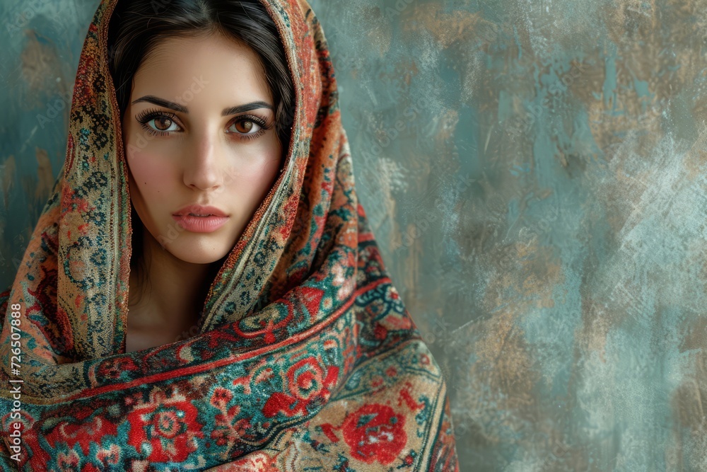 Portrait of Iranian woman in national clothes of Iran realistic ...