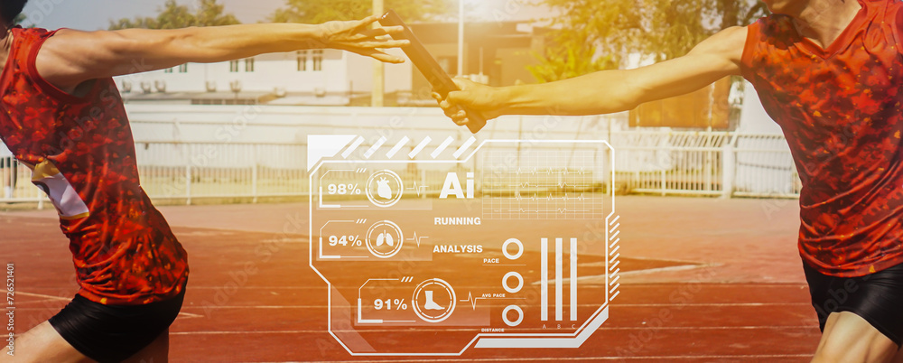 Sprint athletes use AI tools to analyze their running.Professional ...