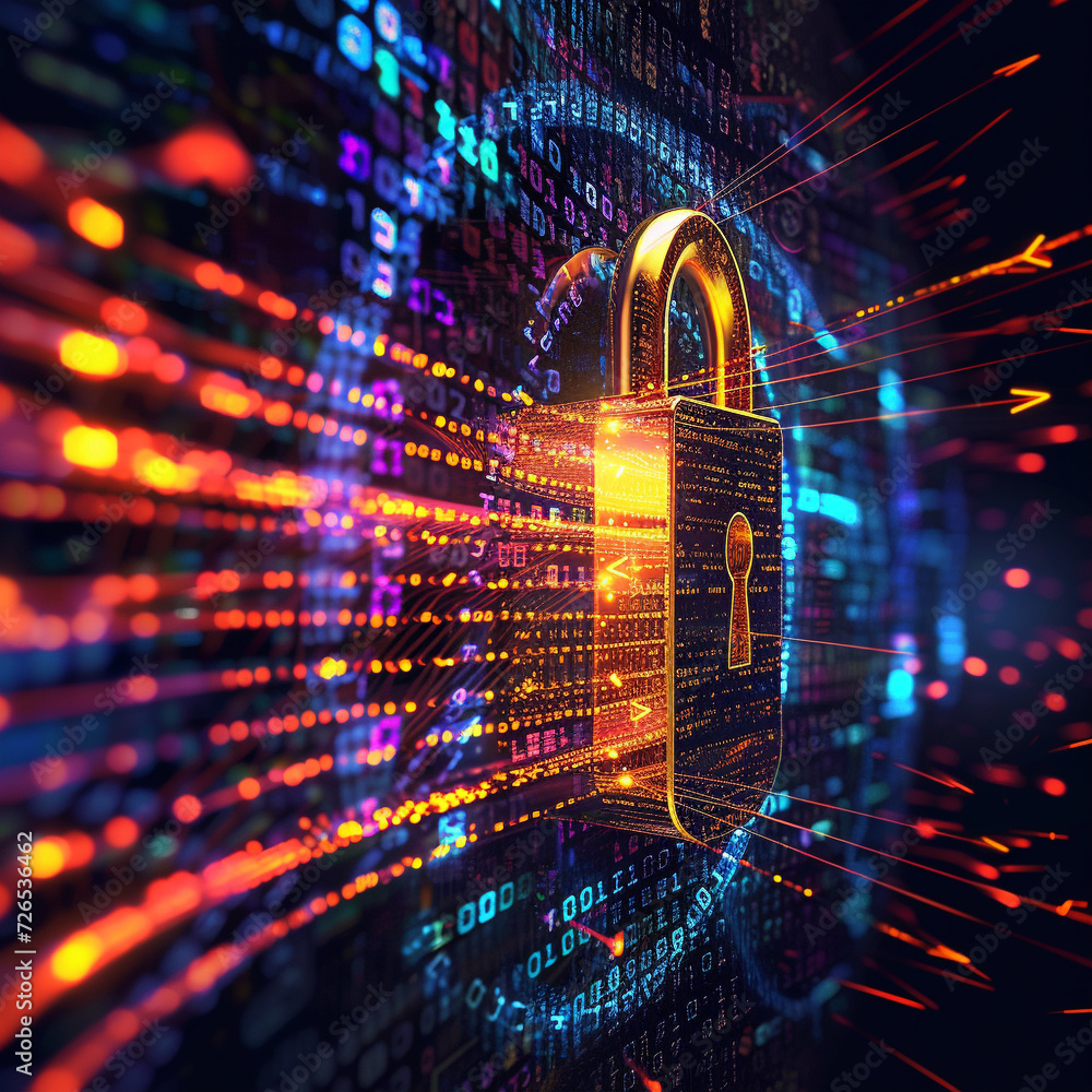 detailed depiction of a vibrant stream of binary code flowing ...