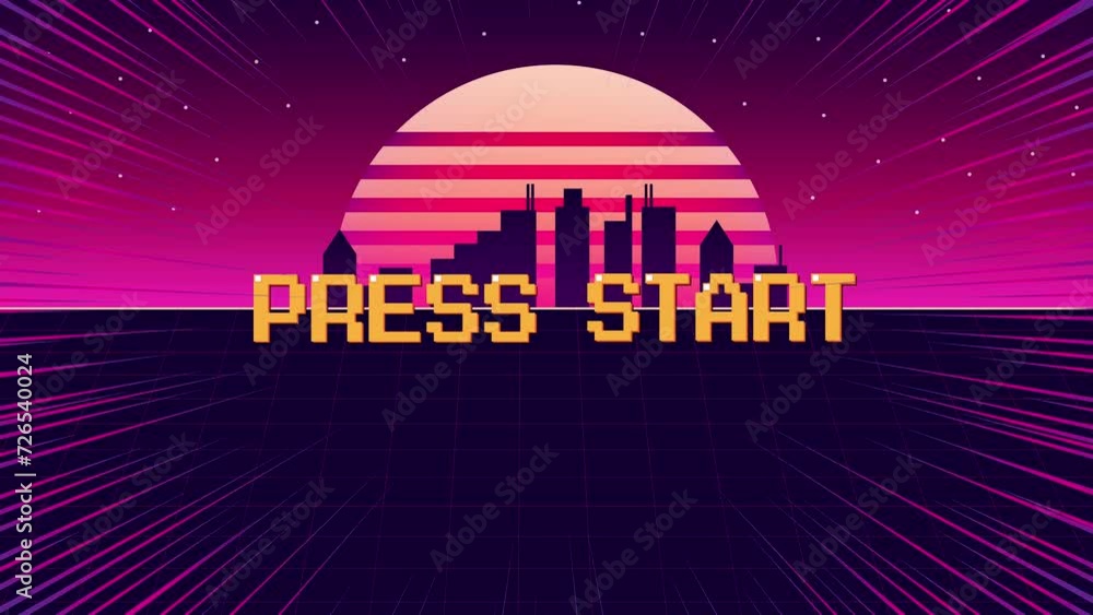PRESS START.pixel art .8 bit game. retro game. for game assets. Retro ...