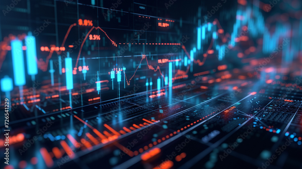 Foto de Cash flow and profit margins visualized on a dynamic market ...