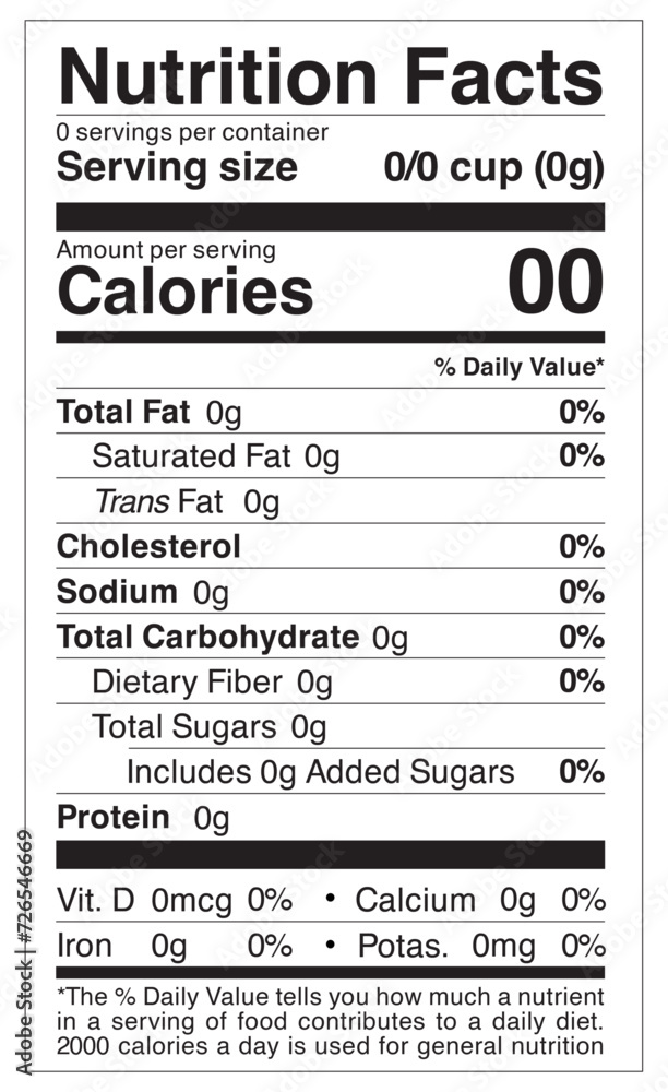Nutrition Facts Label Template - Text Editable and Scalable - Vertical ...