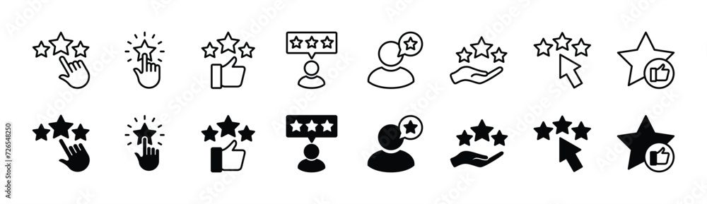 Customer review and feedback icon set. Containing rating, satisfaction ...