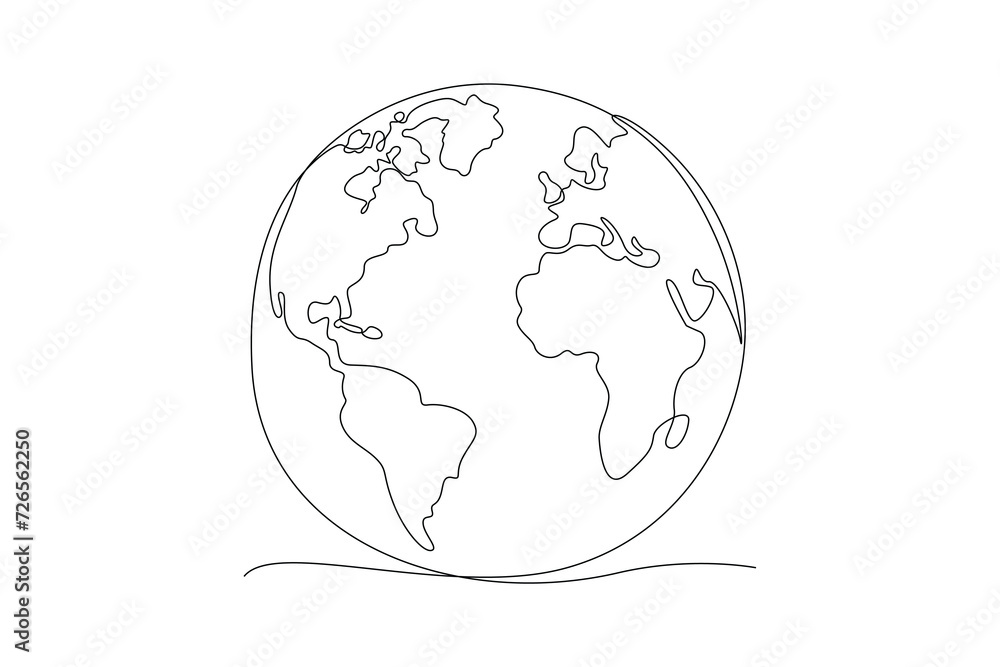 Continuous one line drawing World map concept. Doodle vector ...