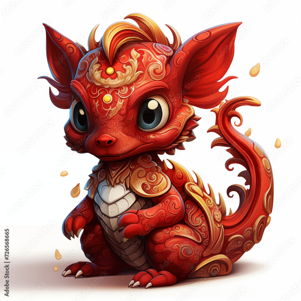 cute chibi chinese dragon for chinese new year 2024, chinese lucky ...