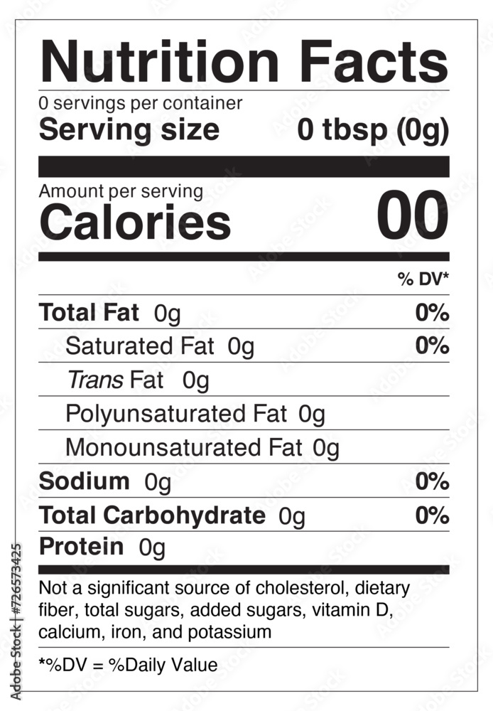 Nutrition Facts Label Template - Text Editable and Scalable - Vertical ...