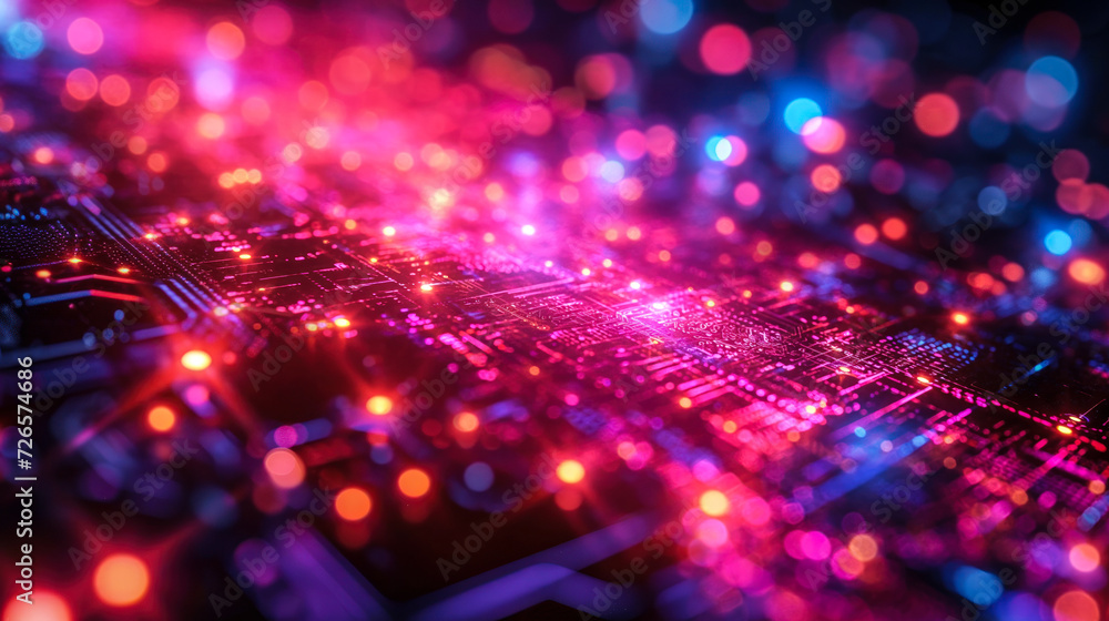 Radiant Data Flow Across Electronic Board, Symbolizing Swift Data ...