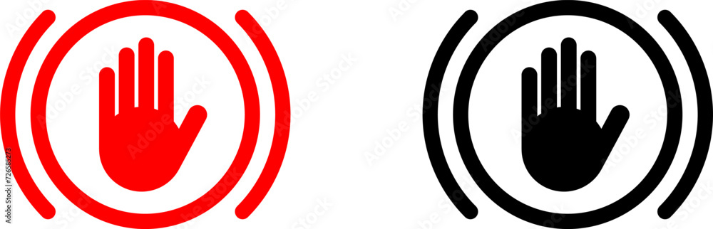 Stop Hand Block Round Warning Sign or Adblock Icon Set. Vector Image ...