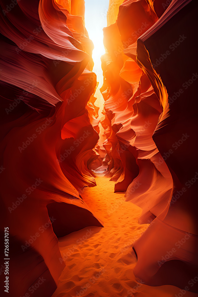 Sunlit Sienna: Canyon's Glow The fiery glow of red Canyon's curves ...