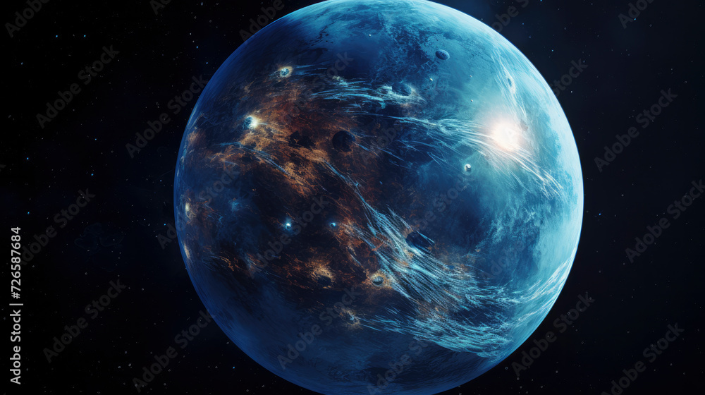 Ilustração do Stock: Neptune, close-up celestial view, revealing its ...