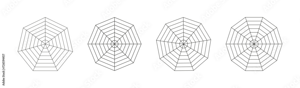 Radar, spider diagram template. Spider mesh. Polygon web graphs icon ...
