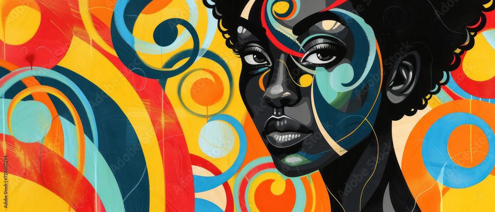 colorful Abstract portraits of a beautiful African american woman ...