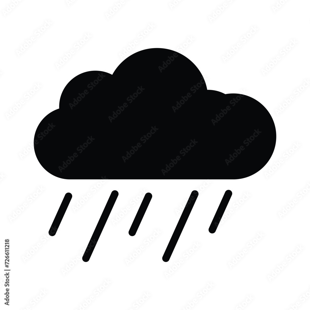 Rain Icon in trendy flat style isolated on grey background. Cloud rain ...
