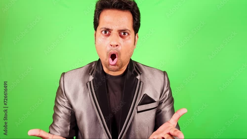 Shocking man in showing wow shocked gesturing with open mouth eyes open ...