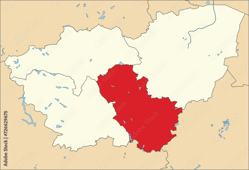 Red flat blank highlighted location map of the METROPOLITAN BOROUGH OF ...