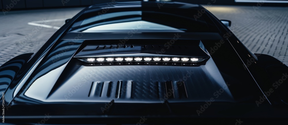 Aerodynamics stylist carbon texture of car body covers on dark view ...