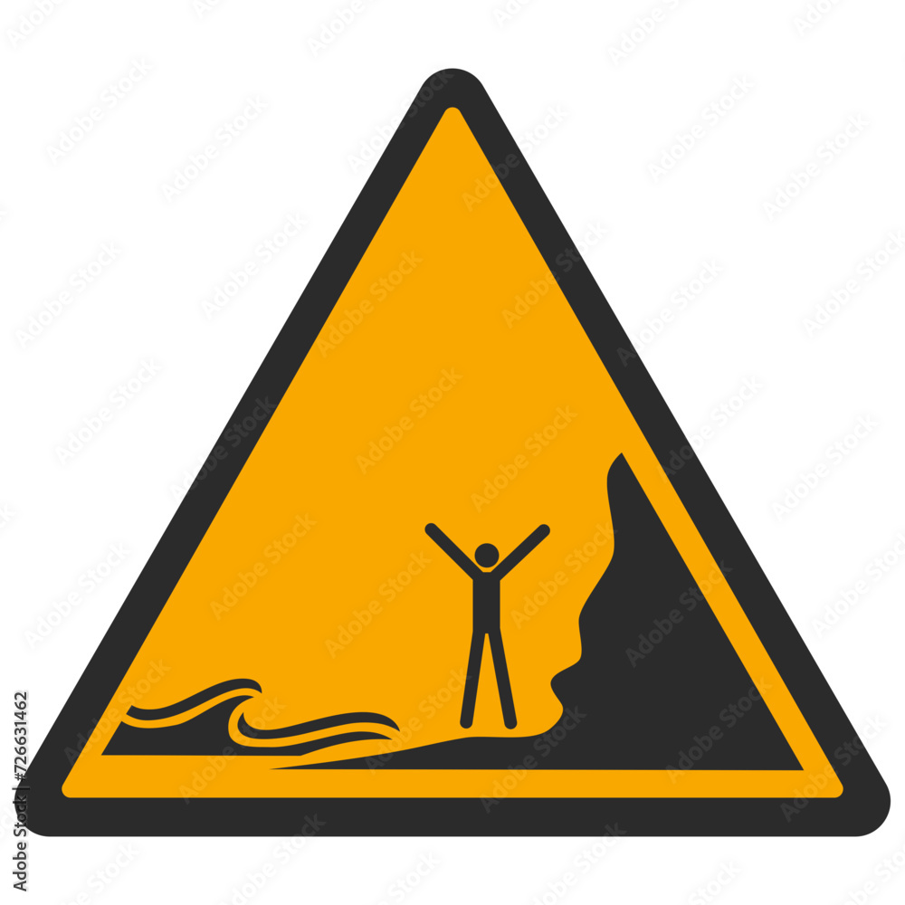 Poster WARNING PICTOGRAM, WARNING; INCOMING TIDES ISO 7010 - W060, SVG ...