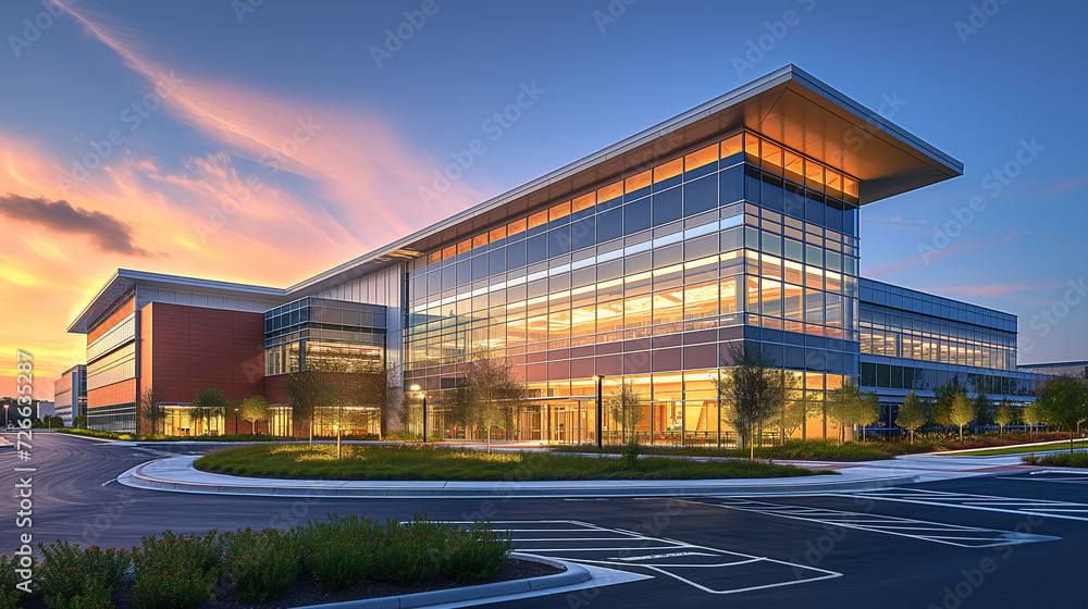 New modern design office building with lots of glass on the exterior ...