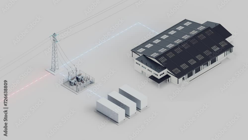 Power grid failure. Energy storage connects to the grid and to the ...