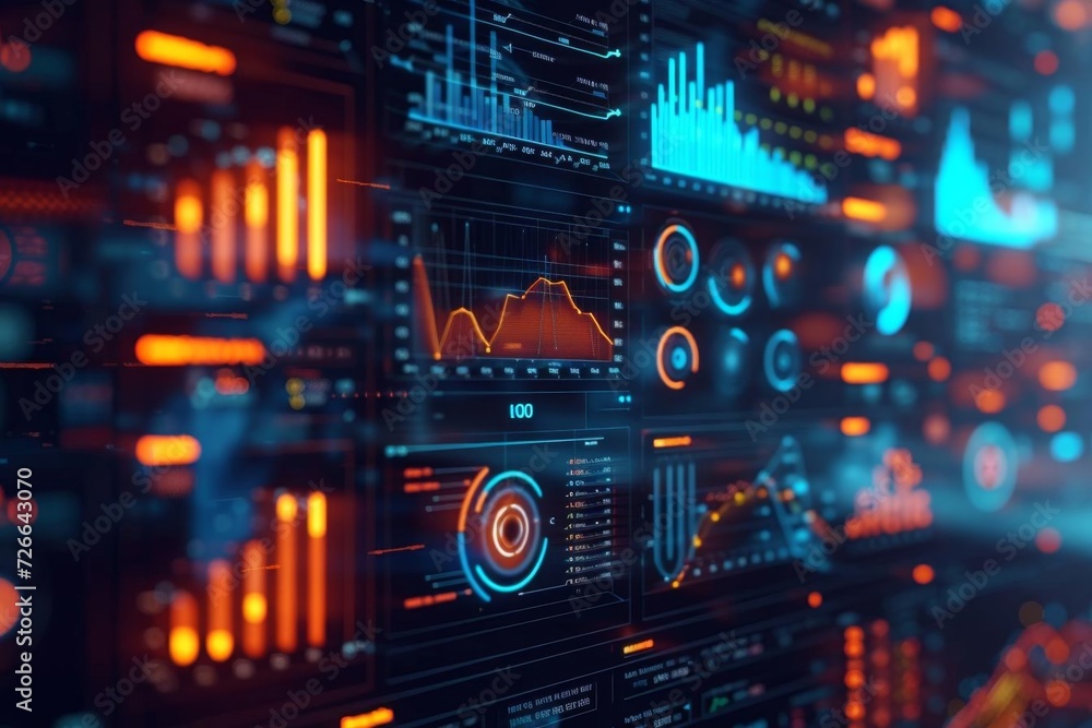 Futuristic interface of a business analytics dashboard showcasing ...