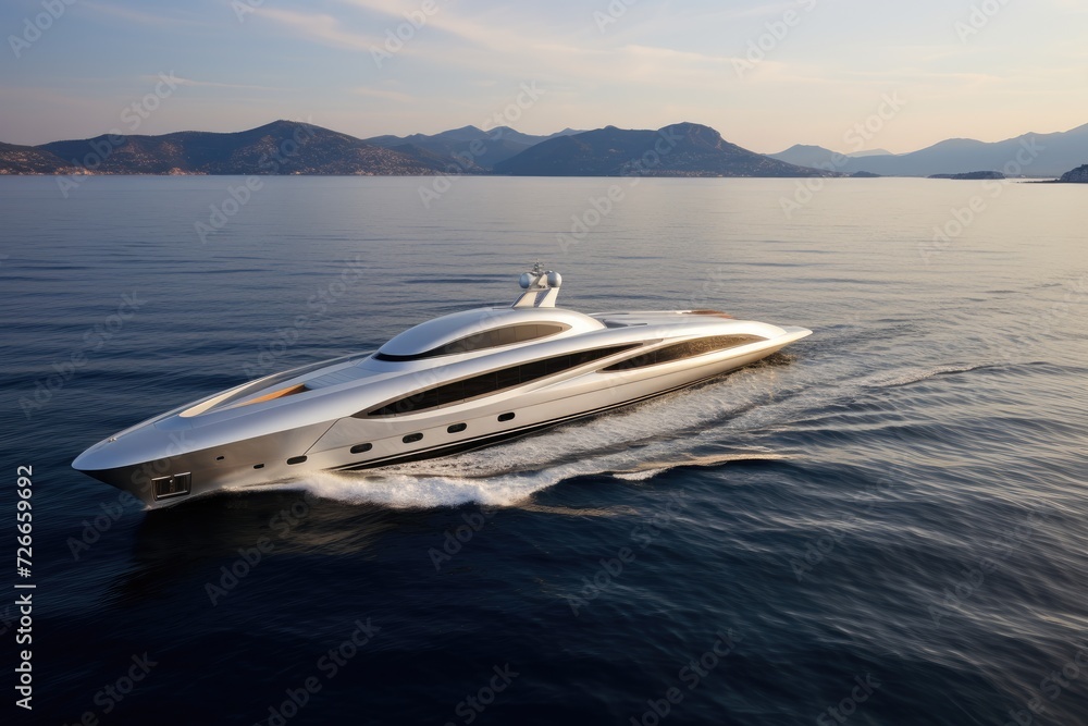 A large white boat gracefully sails through the endless expanse of the ...