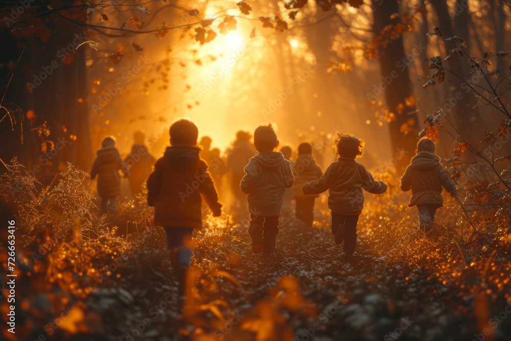 An image of children playing, shot on film, where the warm tones evoke ...
