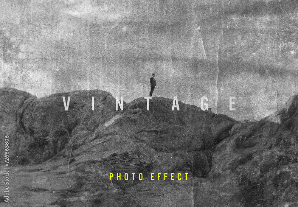 Old Photo Vintage Effect Mockup Stock Template | Adobe Stock