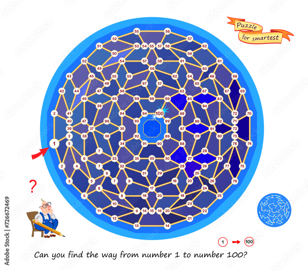 Best labyrinths. Can you find the way from number 1 to number 100 ...