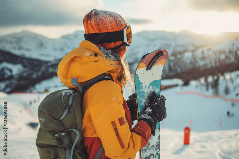 A daring adventurer braves the freezing winter sky, equipped with a ...