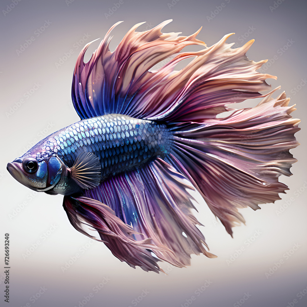 amazing bright purple peach fuzz color Betta fish male with long tail ...