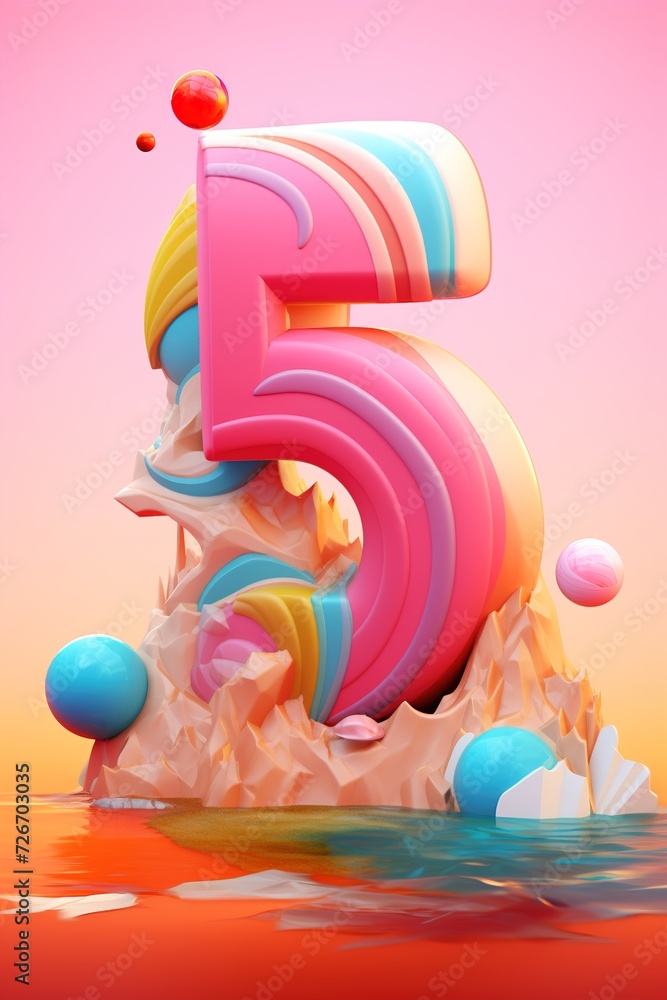 Colorful number five. Symbol 5. Invitation for a fifth birthday party ...