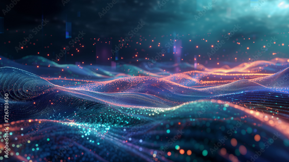 An artistic vision of digital transformation, showing streams of ...