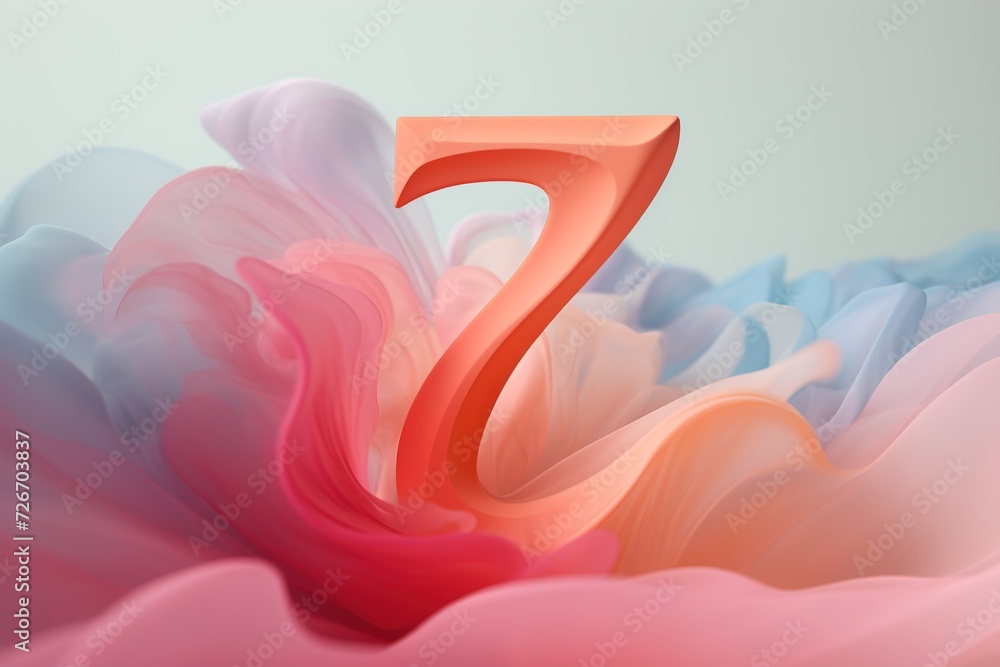 Number 7 amidst a soft pastel flow, perfect for artful promotions ...