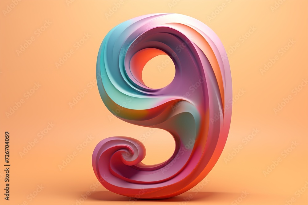 Colorful and playful number nine. Symbol 9. Invitation for a ninth ...