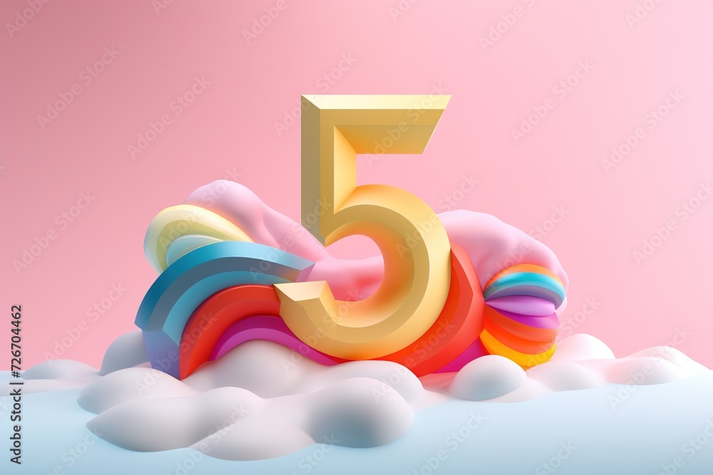 Colorful number five. Symbol 5. Invitation for a fifth birthday party ...