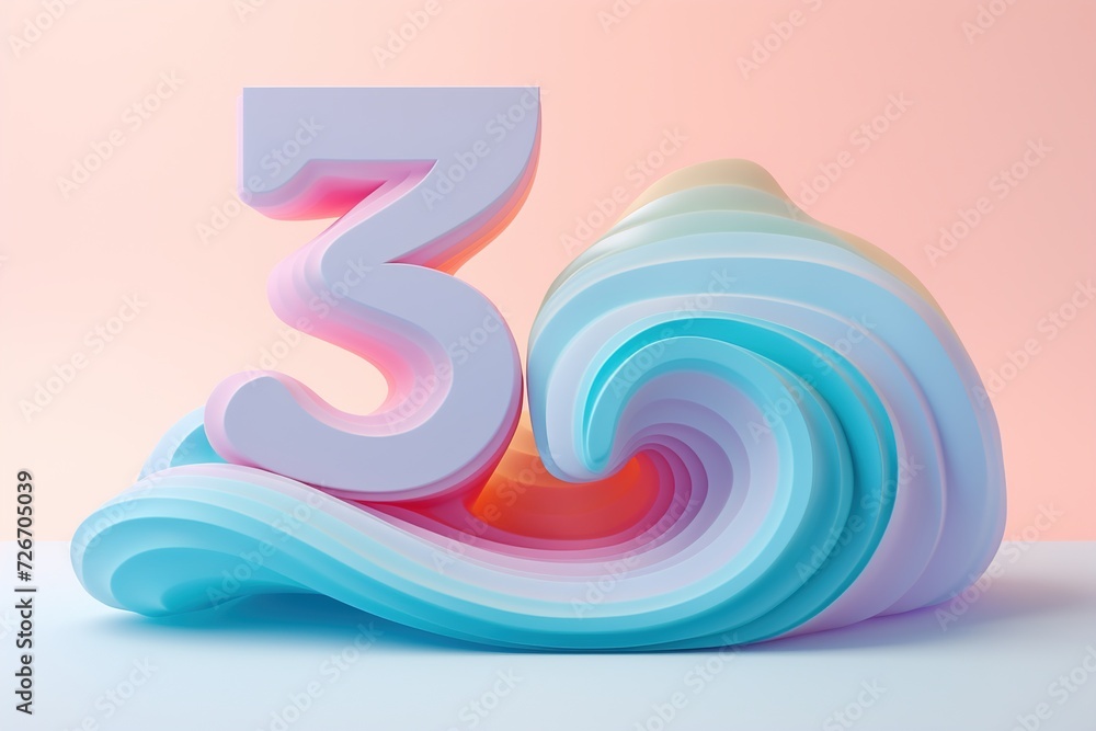 Colorful number three. Symbol 3. Invitation for a third birthday party ...