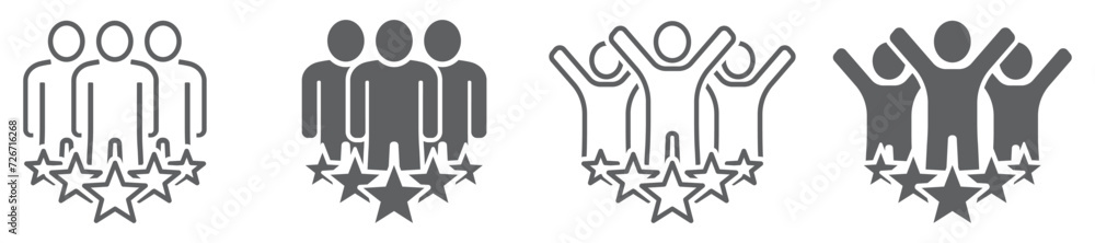 Set of icons business client and group of happy people. Team service ...