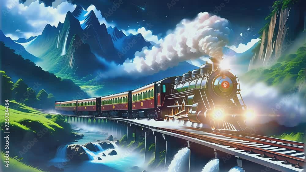 The steam train passes through a panoramic view of the beauty of the ...