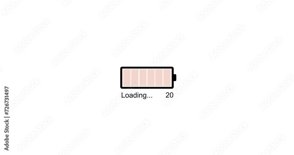 Loader animation. 4k resolution. Black battery indicator loading ...