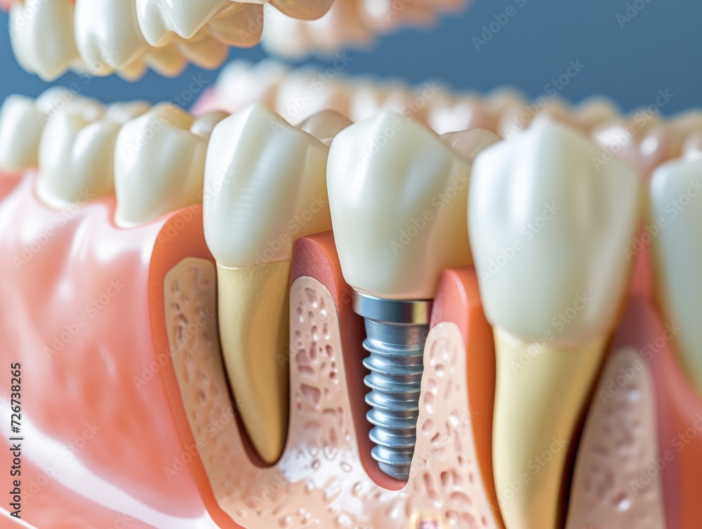dental tools, tooth human implant - 3D illustration. sectional ceramic ...