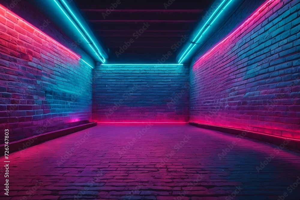 The stunning realism of texture of a neon light brick wall. Stock ...