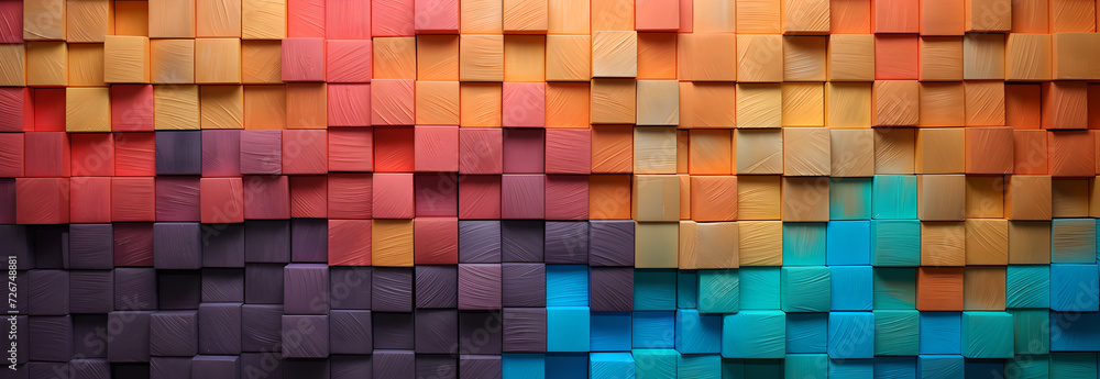 stack of colorful wood texture block on the wall, abstract art backdrop ...
