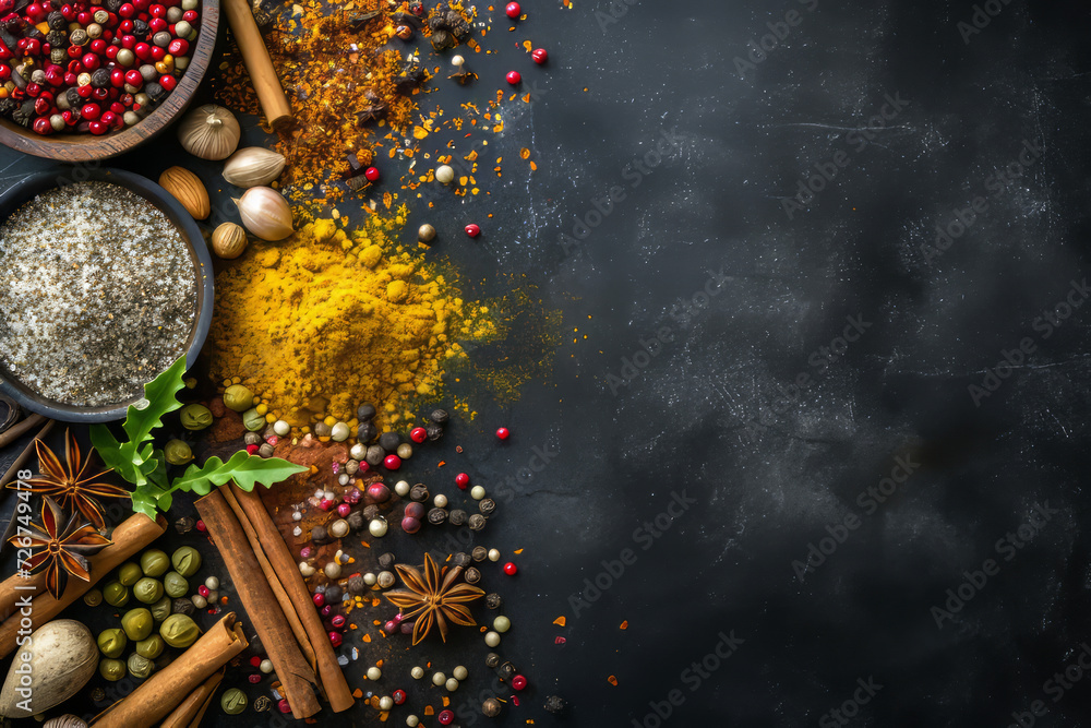 Spices background with copy space Stock Illustration | Adobe Stock