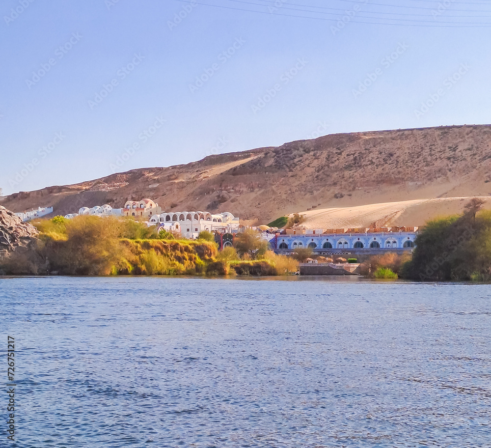 Nubian traditional village, Egypt. A traditional village on Lake Nasser ...
